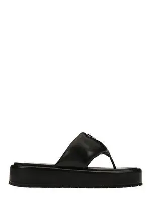 Prada Soft Padded 35mm Thong Wedge Sandals - Black
