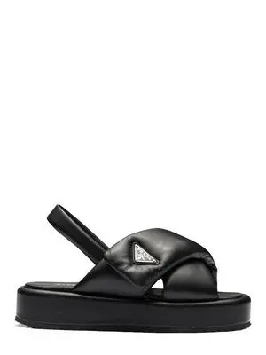 Prada Soft Padded Wedge Sandals - Black