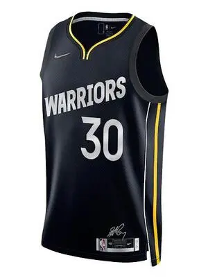 Nike Nba Golden State Warriors Stephen Curry Icon Edition Swingman Jersey - Black/rush Blue
