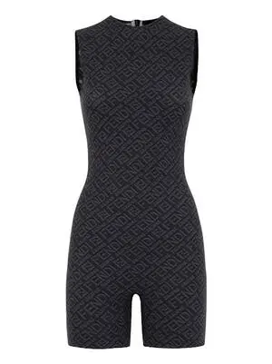 Fendi X Skims Sleeveless Mid Thigh Bodysuit - Black