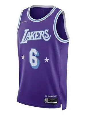 Nike Nba Los Angeles Lakers City Edition Lebron James 6 Drifit Swingman Jersey - Field Purple