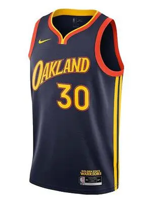 Nike Nba Golden State Warriors 2021/22 Stephen Curry City Edition Swingman Jersey - College Navy Blue/team Orange