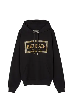 Fendi Fendace Logo Hoodie - Black/gold