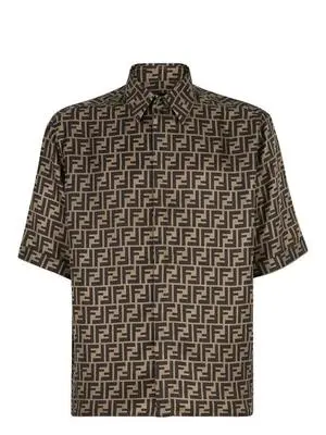 Fendi Ff Motif Silk Shirt - Brown/tobacco