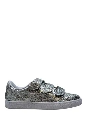PUMA Basket Strap Glitter Sneakers - Silver