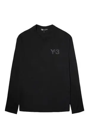 Adidas Y3 Logo Long Sleeve Tee Shirt - Black