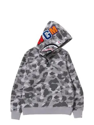 A BATHING APE Honeycomb Camo Shark Full-zip Hoodie - Grey
