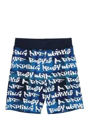 A BATHING APE Graffiti Check Shorts - Blue