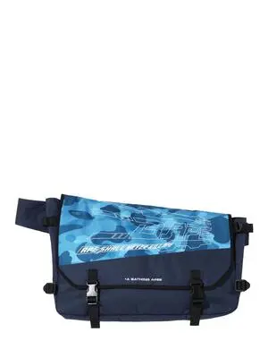 A BATHING APE Honeycomb Camo Messenger Bag - Blue