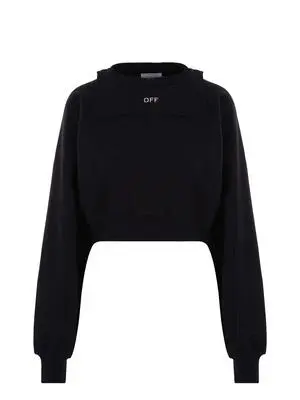 Off-White Cropped Sweatshirt With Bolero Insert - Black