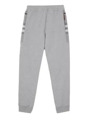 Burberry Check Panel Cotton Jogging Pants - Pale Grey Melange