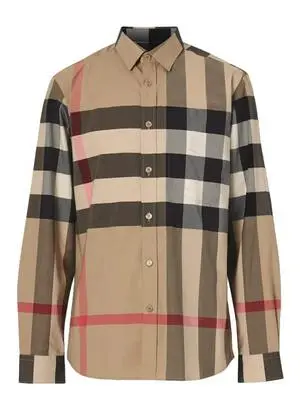 Burberry Check Stretch Cotton Poplin Shirt - Archive Beige