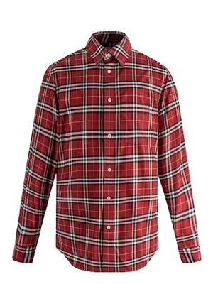 Burberry Check Stretch Cotton Poplin Shirt - Red