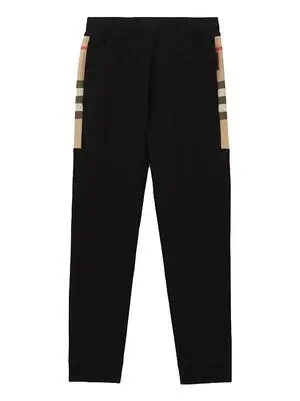 Burberry Check Panel Cotton Jogging Pants - Black