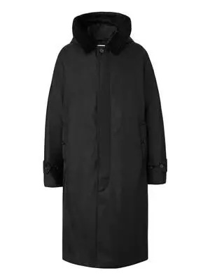 Burberry Corduroy Collar Nylon Twill Car Coat - Black