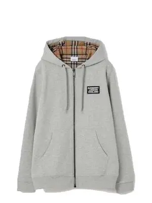 Burberry Cotton-blend Zip Hoodie - Grey