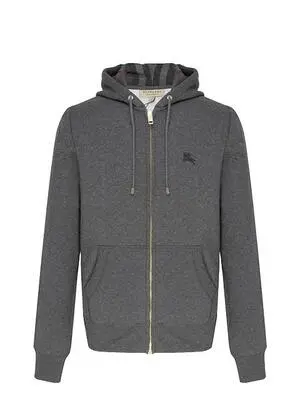 Burberry Clarendon Check Hood Zip Up Hoodie - Gray