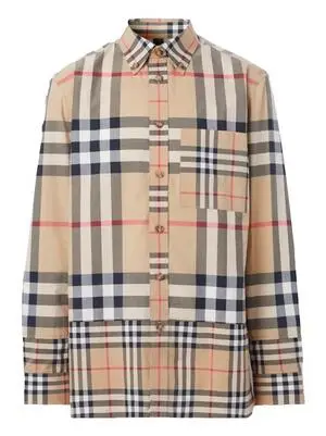 BURBERRY Contrast Check Cotton Shirt