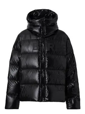 Burberry Detachable Hood Horseferry Print Puffer Jacket - Black
