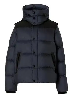 Burberry Detachable Sleeve Hooded Puffer Jacket - Navy Blue
