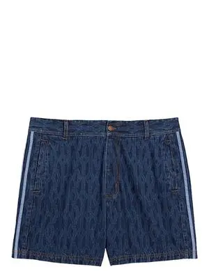Adidas Ivy Park Monogram Denim Shorts - Dark Denim