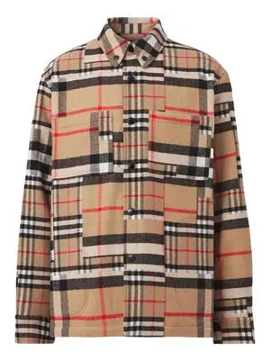 BURBERRY Checkpattern Patchwork Wool Oversized Overshirt