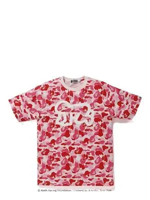A BATHING APE Keith Haring Abc Tee Shirt - Pink Camo