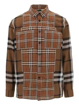 Burberry Check Woven Shirt - Brown