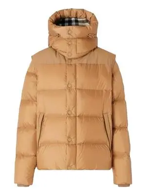 Burberry Detachable Sleeve Hooded Puffer Jacket - Warm Honey