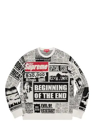 Supreme Newsprint Sweater - White