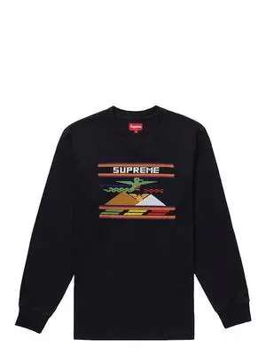 Supreme Needlepoint Patch Long Sleeve Top Black