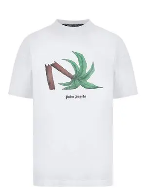 Palm Angels Broken Palm T-shirt - White/brown/green