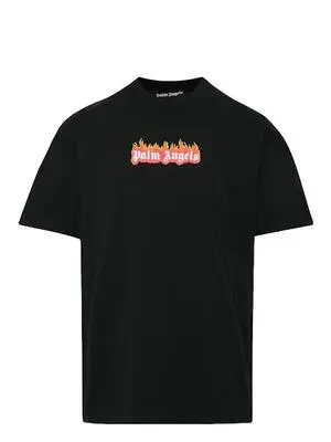 Palm Angels Burning Logo Tshirtin - Black