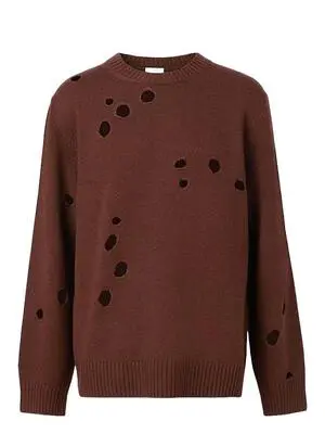 Burberry Cutout Detail Wool Sweater - Dark Red