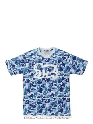 A BATHING APE Keith Haring Abc Tee Shirt - Navy Blue Camo