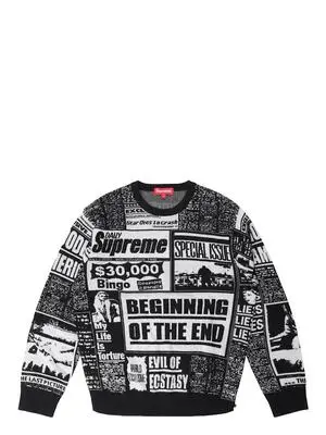 Supreme Newsprint Sweater - Black
