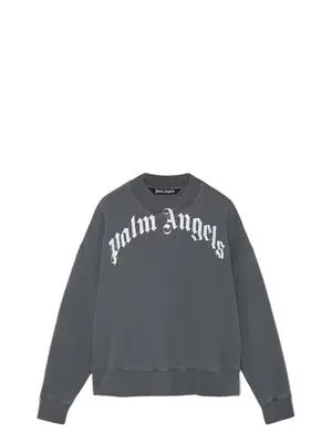 Palm Angels Curved Logo Sweatshirt - Black/white