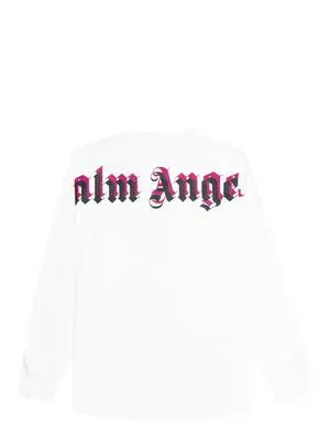 Palm Angels Doubled Logo Longsleeve T-shirt - White/black/fuschsia