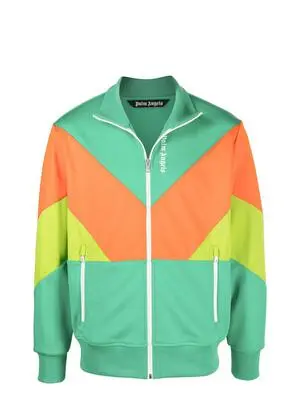 Palm Angels Colorblock Track Jacket - Forest Green/orange/lime Green
