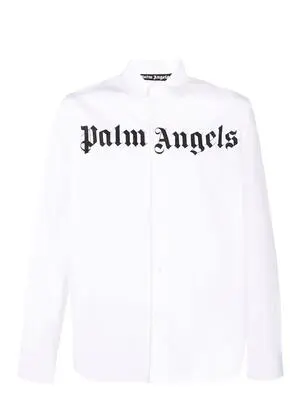 Palm Angels Classic Logo Cotton Poplin Shirt - White