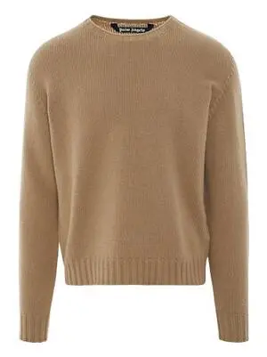 Palm Angels Curved Logo Sweater - Beige/white