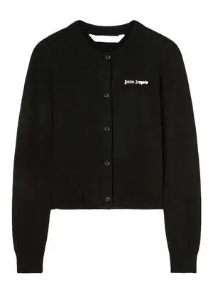Palm Angels Classic Logo Fitted Cardigan - Black/white