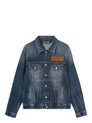 Palm Angels Embroidered Denim Jacket - Blue/brown