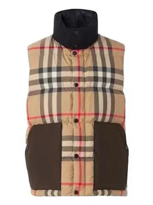 Burberry Check Print Padded Down Vest - Archive Beige