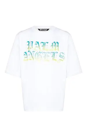 Palm Angels Degradé Logo Print Cotton T-shirt - White
