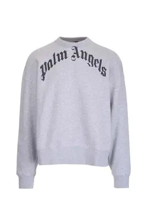 Palm Angels Curved Logo Sweatshirt - Grey/black