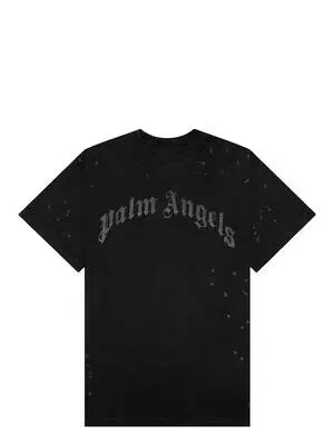 Palm Angels Glittered Logo T-shirt - Black