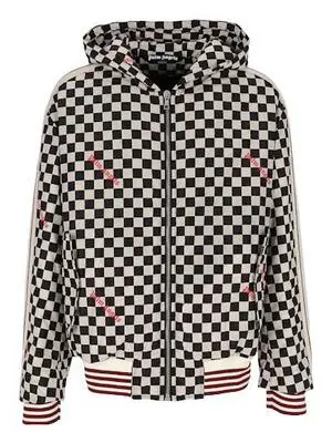 Palm Angels Damier Puffed Hooded Jacket - Black/red
