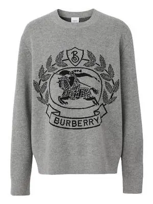 Burberry Wool Jacquard Oversized Sweater - Dark Thunder Grey