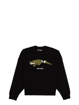 Palm Angels Crocodile Crewneck Sweatshirt - Black